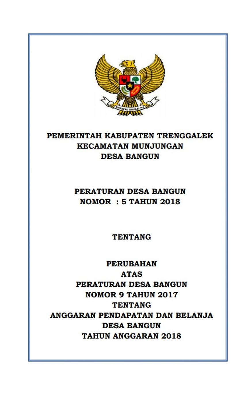 P-APBDES TAHUN 2018 - Website Desa BANGUN